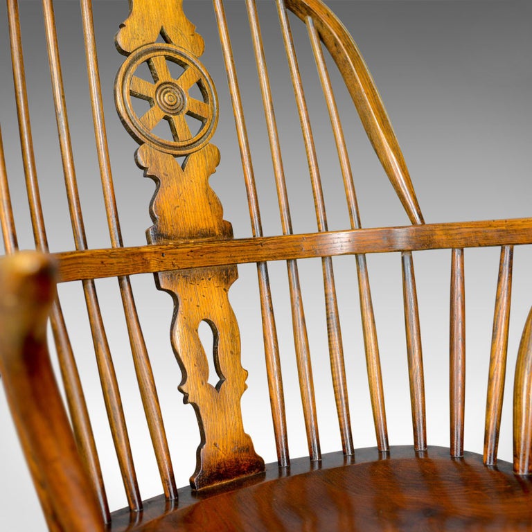 Antique Rocking Chair, English, Edwardian, Windsor Stick Back, Elbow ...