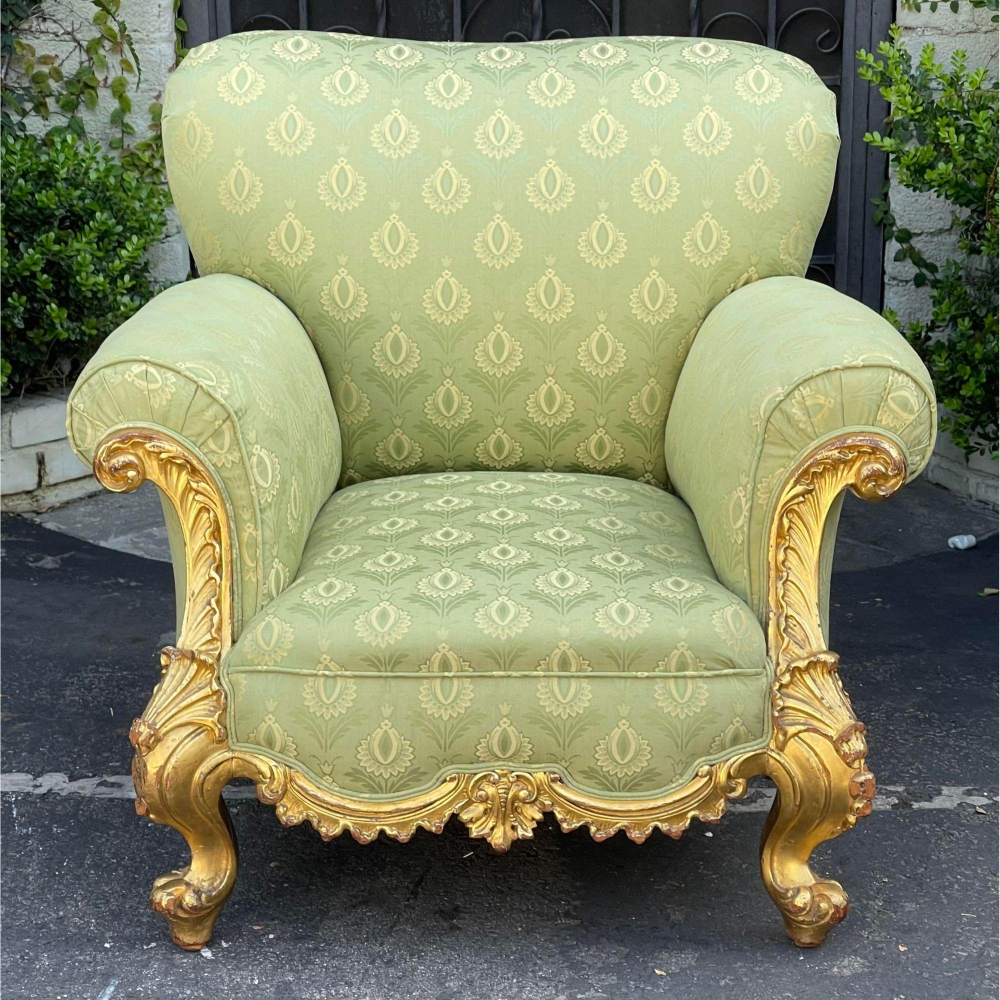 Antique Rococo Giltwood Bergere Arm Chair, C 1810 at 1stDibs