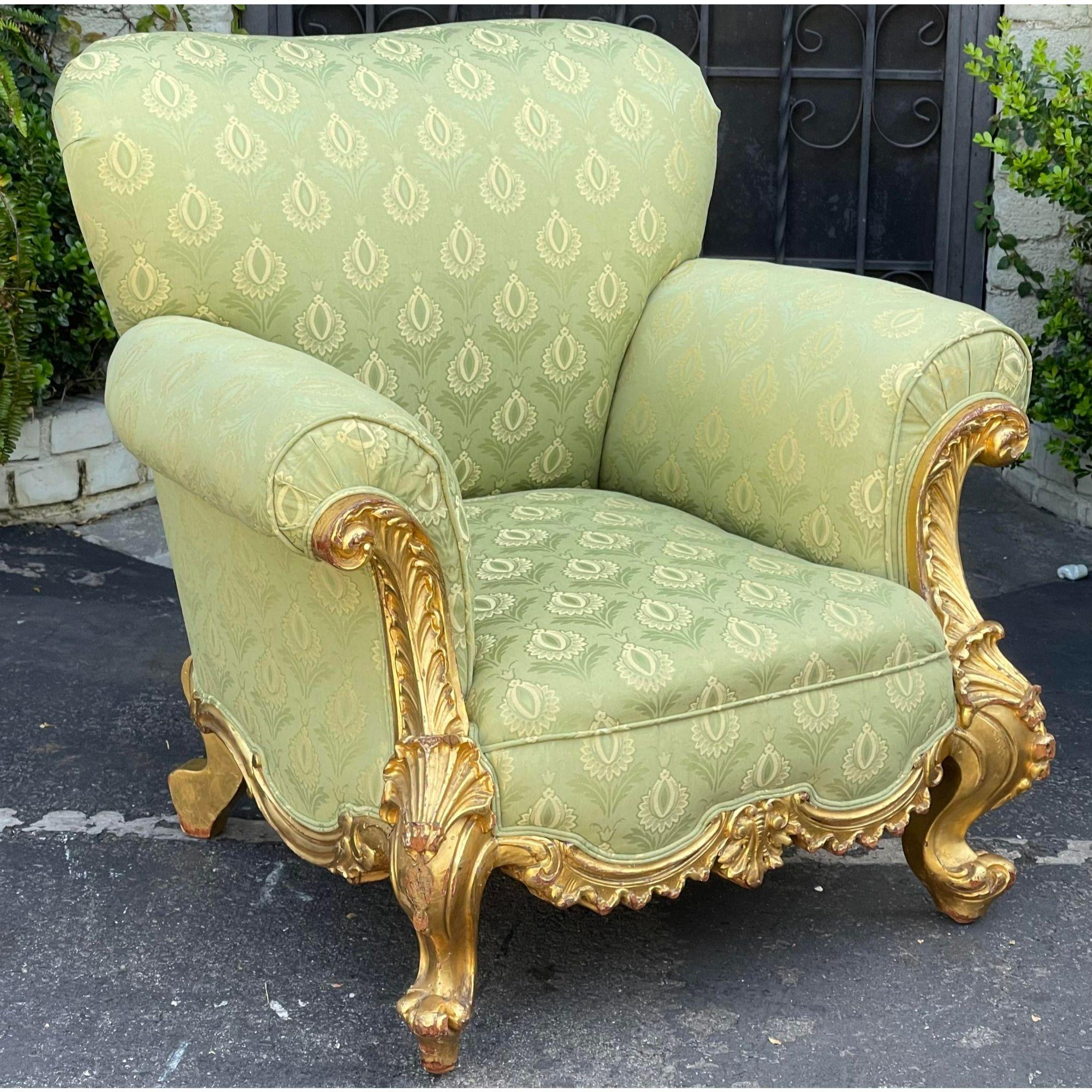 Antique Rococo Giltwood Bergere Arm Chair, C 1810 at 1stDibs