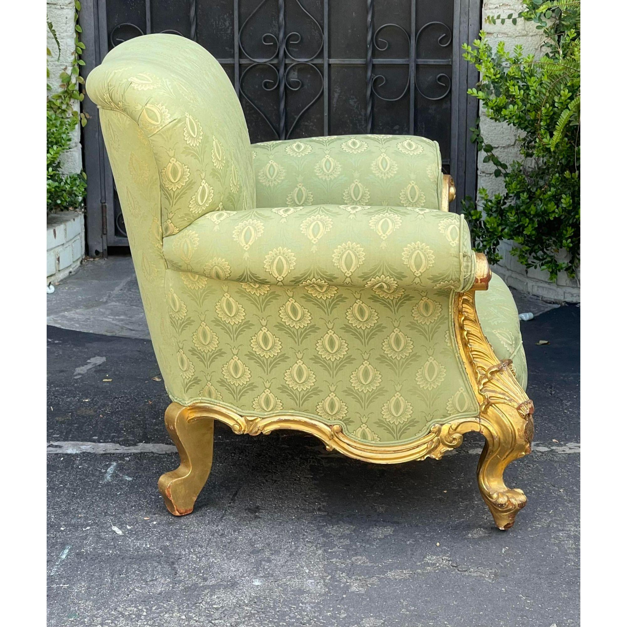 Antique Rococo Giltwood Bergere Arm Chair, C 1810 at 1stDibs