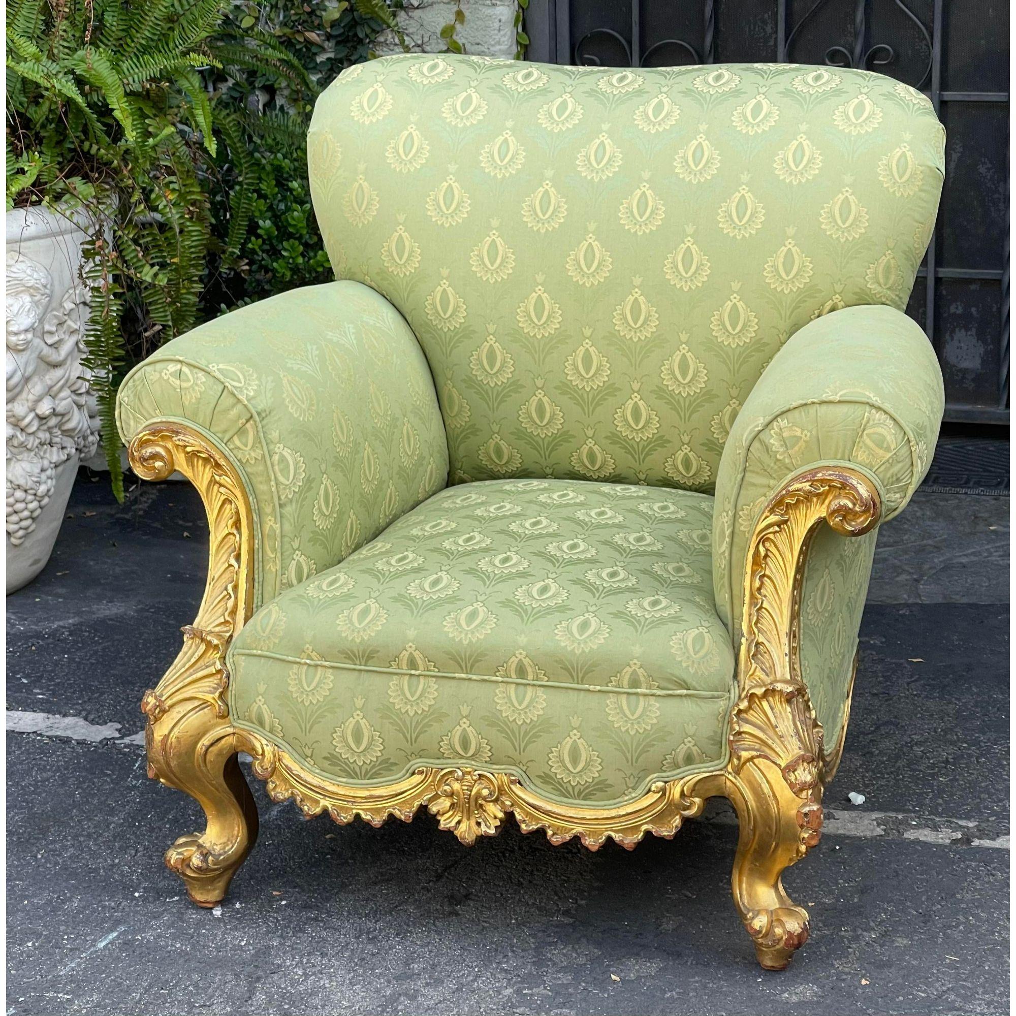 Antique Rococo Giltwood Bergere Arm Chair, C 1810 at 1stDibs