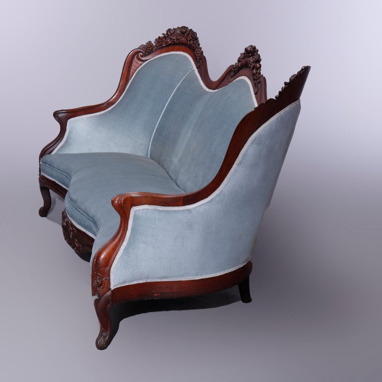 Antique Rococo Revival Belter Rosalie Laminated Rosewood Settee Sofa ...