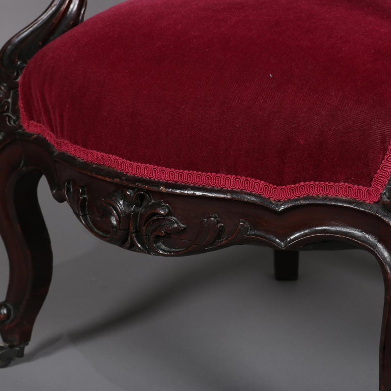 Antique Rococo Revival Carved Walnut and Velvet Button Back Parlor ...