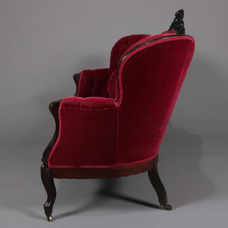Antique Rococo Revival Carved Walnut and Velvet Button Back Parlor ...