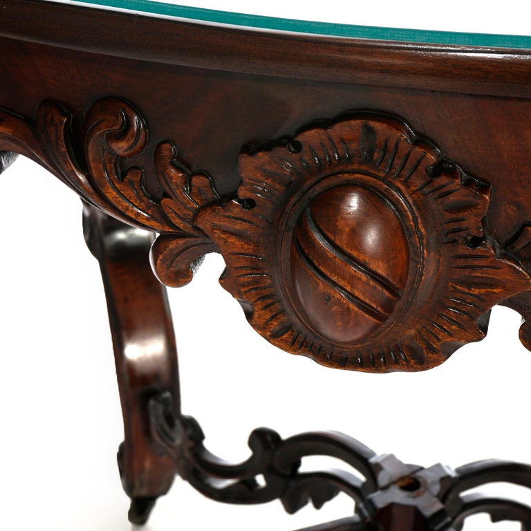 Antique Rococo Revival Carved Walnut and Marble Turtle Top Parlor Table ...