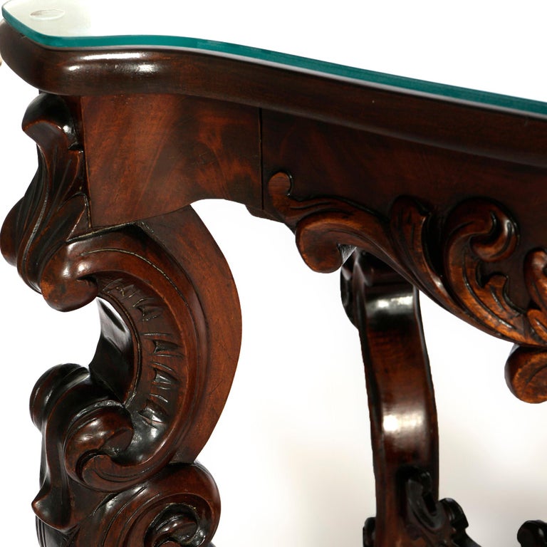 Antique Rococo Revival Carved Walnut and Marble Turtle Top Parlor Table ...
