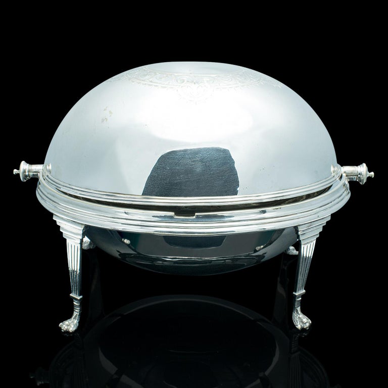 Antique Roll-Over Serving Dish, English, Silver Plate, Dome Top Tureen ...