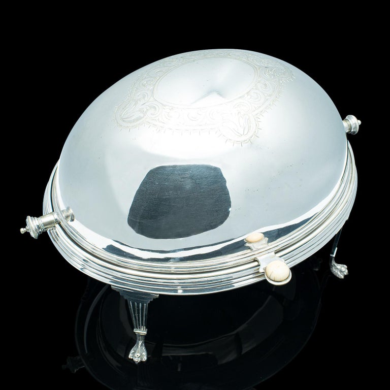 Antique Roll-Over Serving Dish, English, Silver Plate, Dome Top Tureen ...