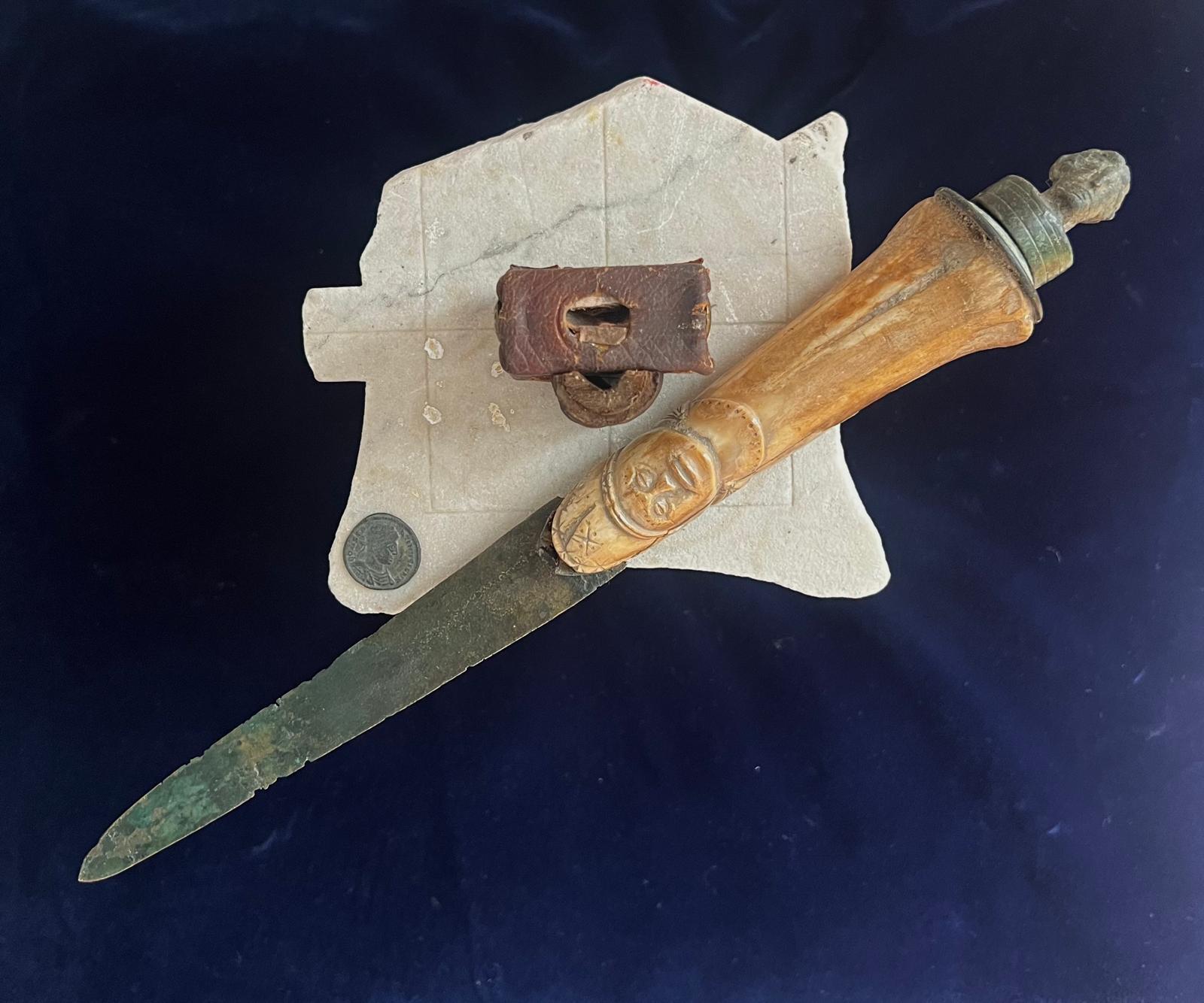 Antique Roman Bronze Dagger Constantine I./ Pope Sylvester I. 314 A.D ...