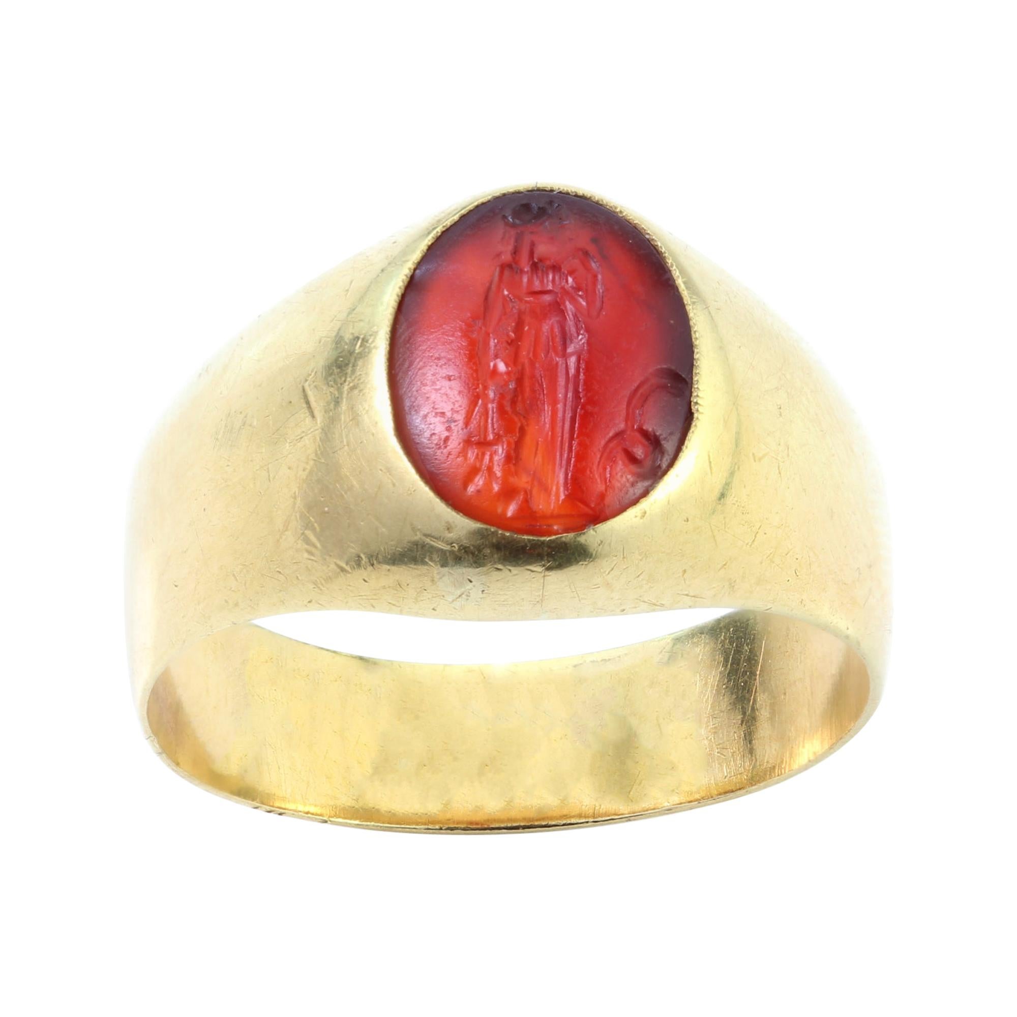 Victorian Rare Carnelian Intaglio Portrait Ring at 1stDibs