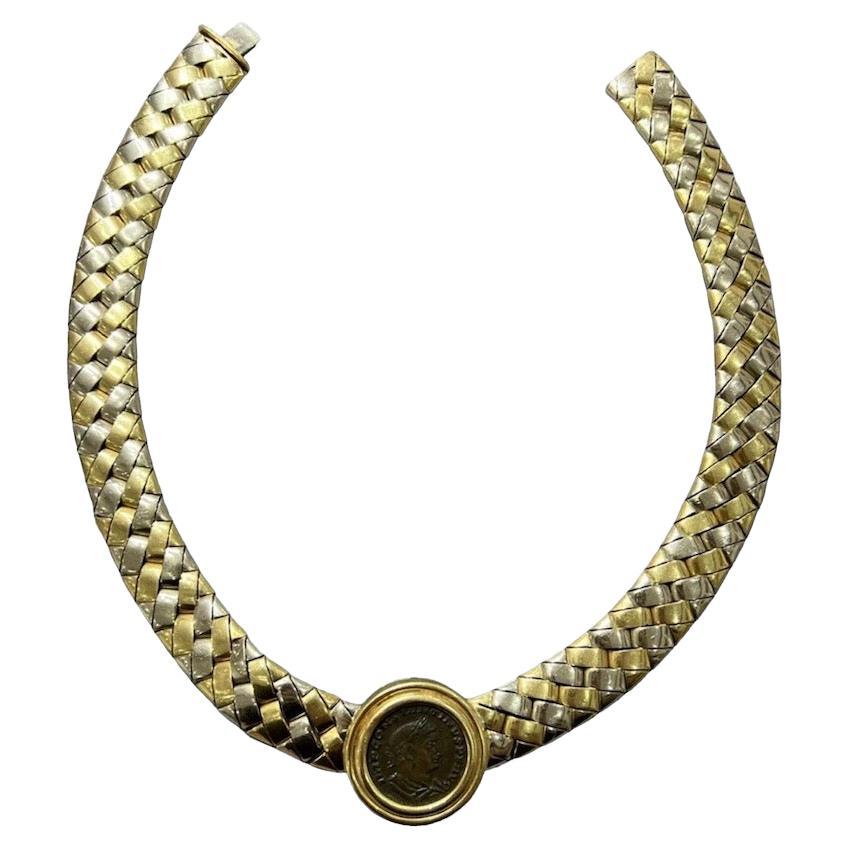 Vintage Roberto Coin Italian Reef Knot Two Tone 18k Gold Necklace For ...
