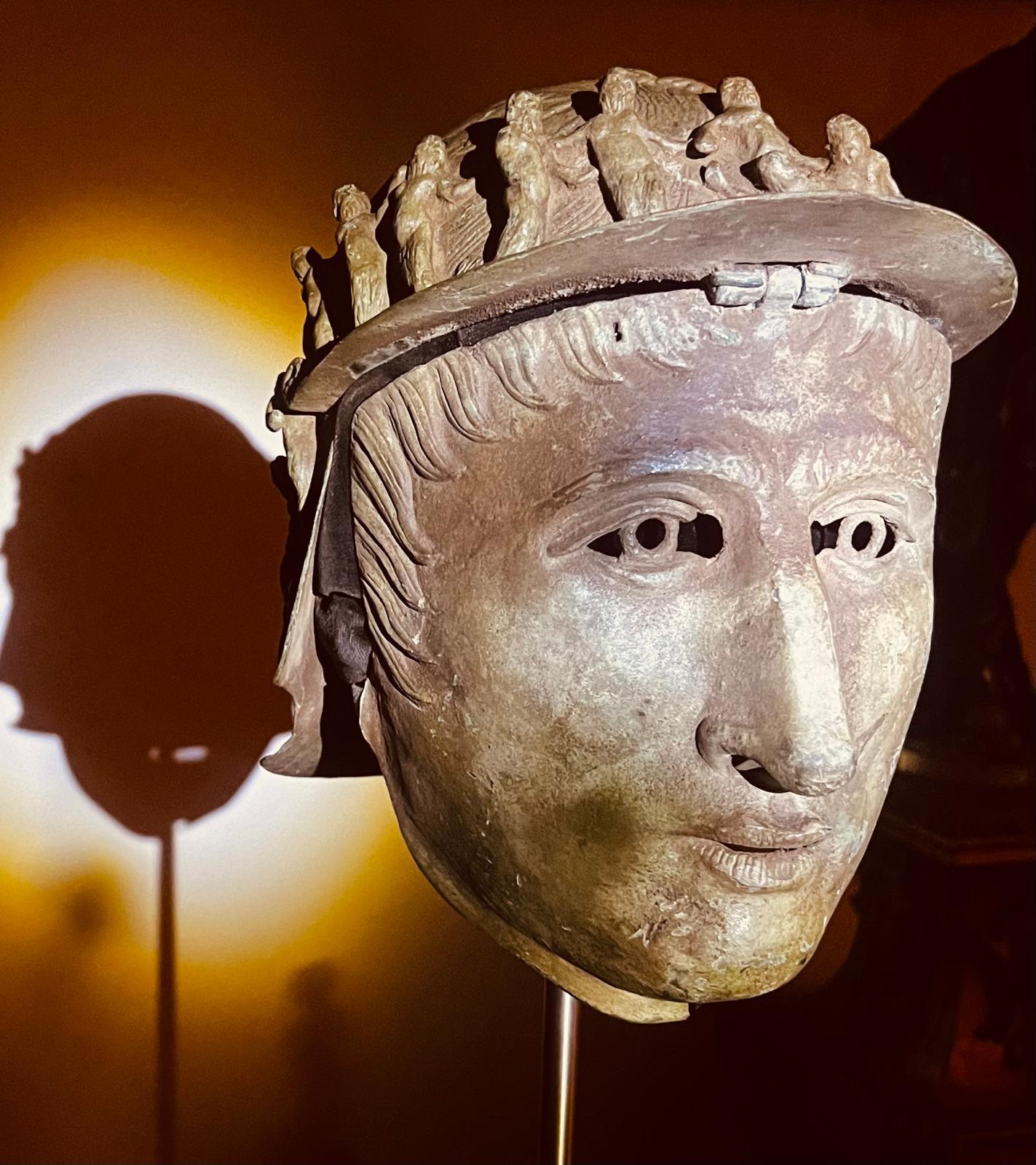 Antique Roman Face Mask/ Parade Helmet CALIGULA Bronze For Sale at 1stDibs