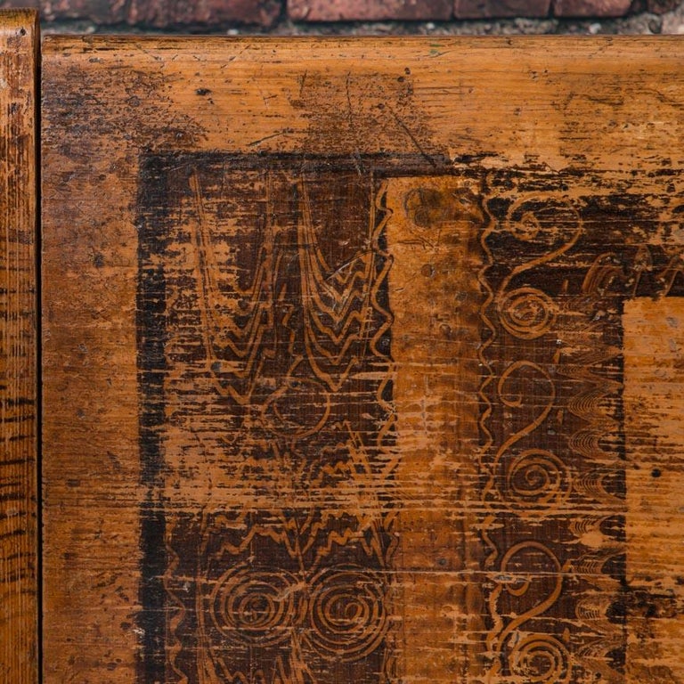 Antique Romanian Folk Art Painted Storage Bench at 1stDibs