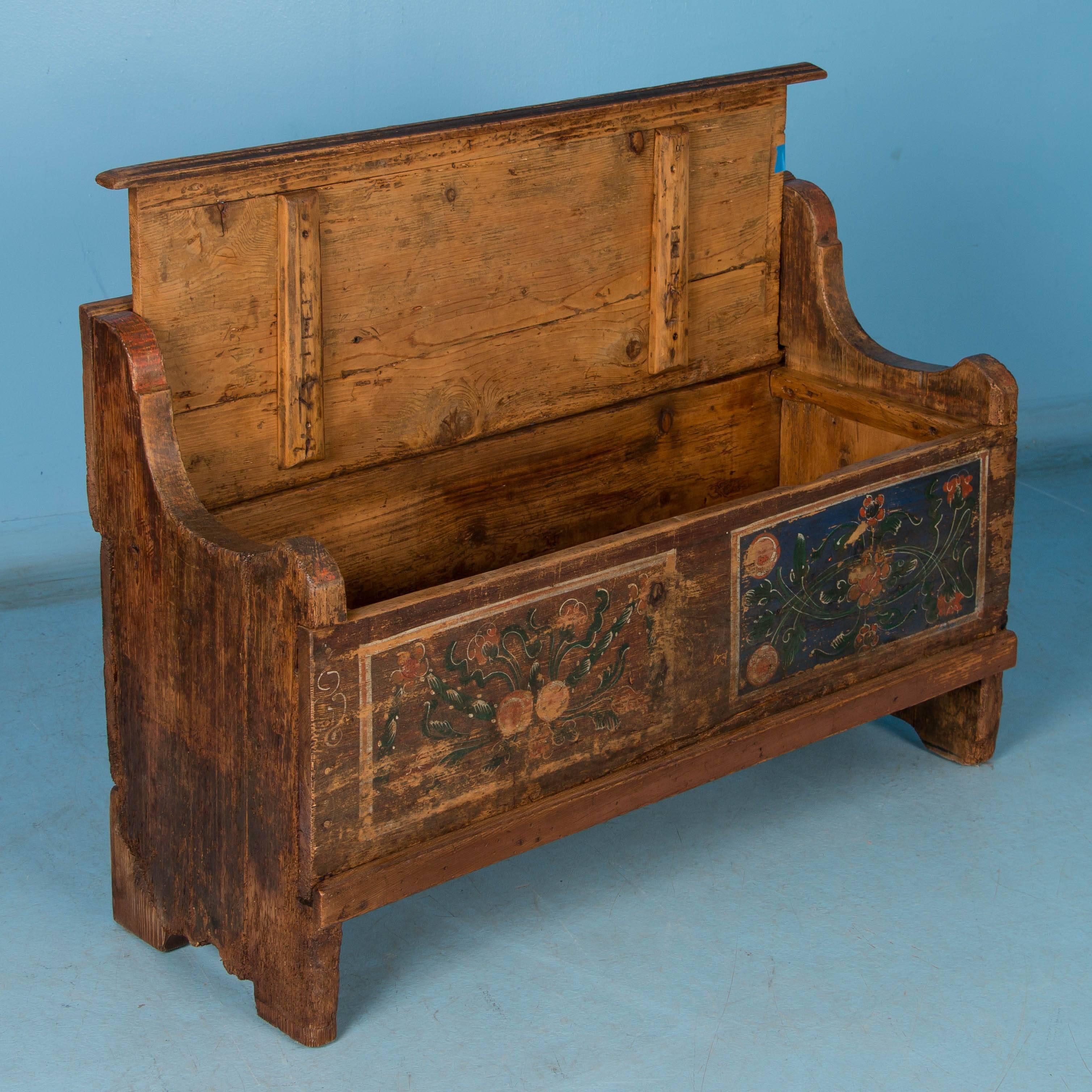 Antique Romanian Folk Art Painted Storage Bench at 1stDibs | antique ...