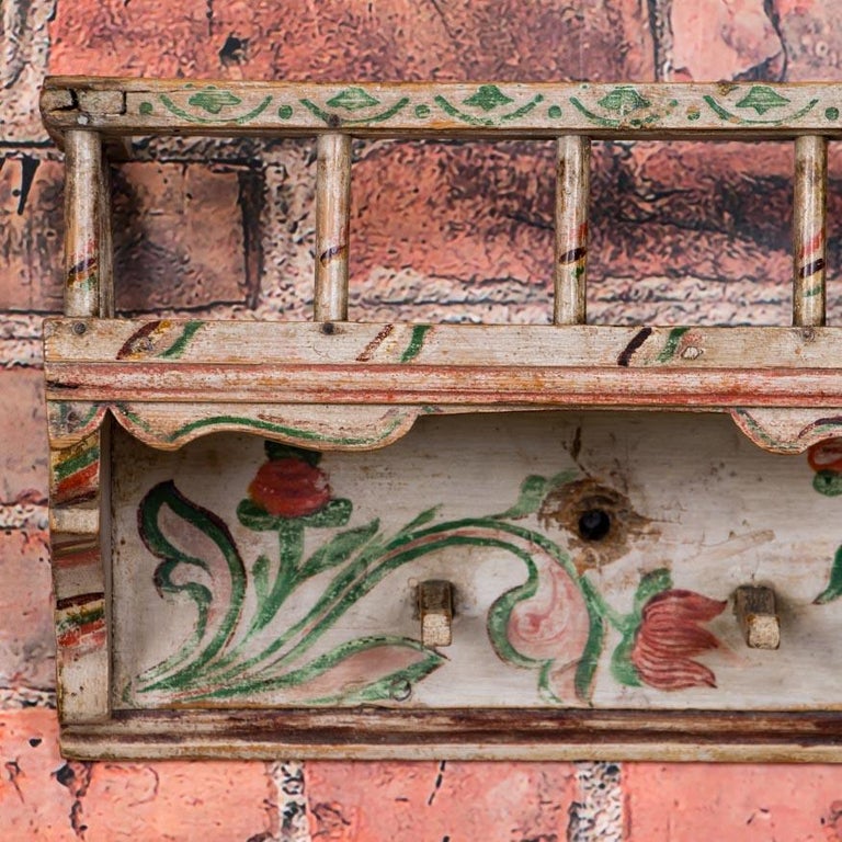 Antique Romanian Folk Art Painted Wall Rack at 1stDibs
