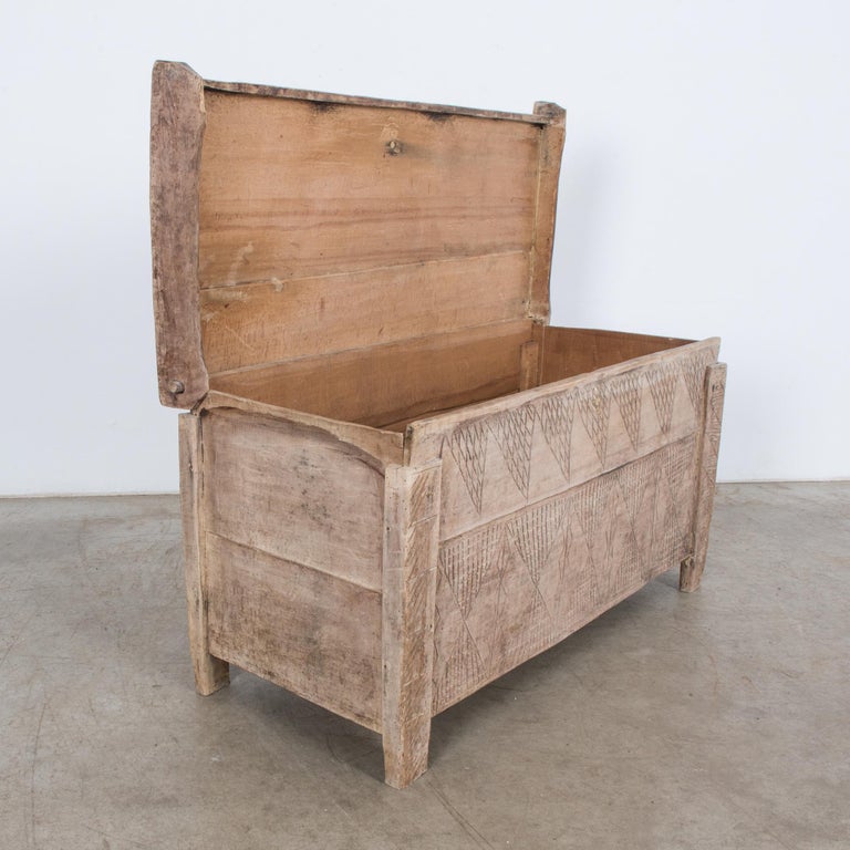 Antique Romanian Primitive Beech Trunk at 1stDibs