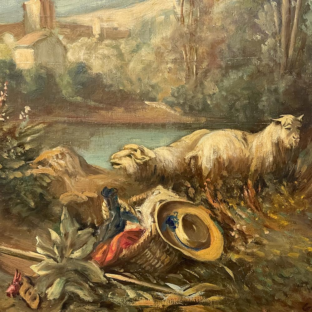 Antique Romantic Oil Painting on Canvas in the Manner of Francois ...