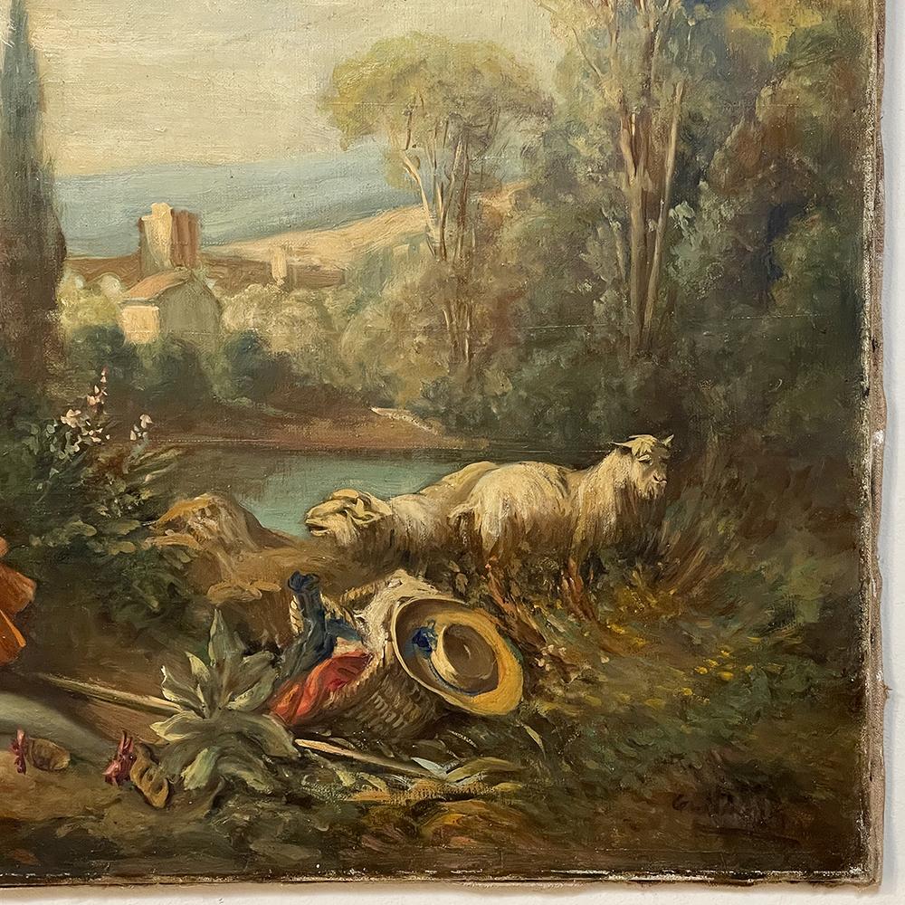 Antique Romantic Oil Painting on Canvas in the Manner of Francois ...