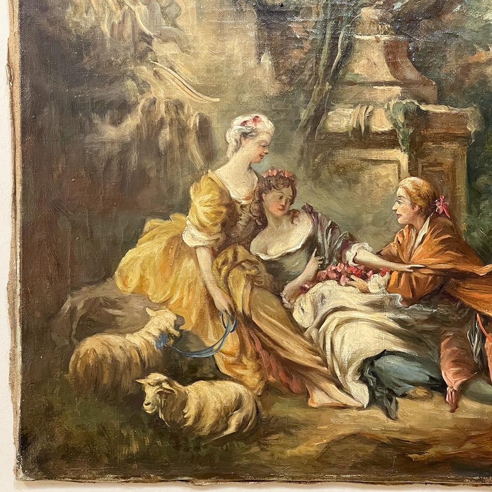 Antique Romantic Oil Painting on Canvas in the Manner of Francois ...