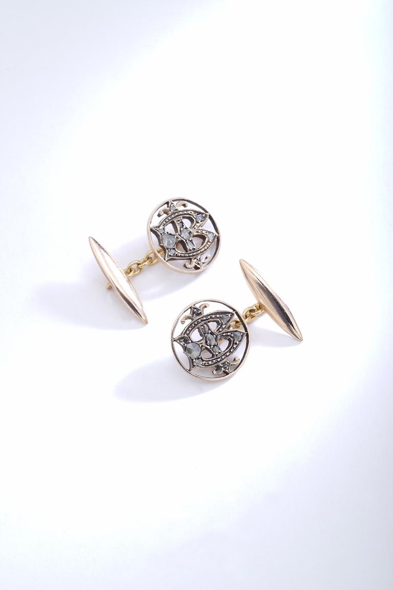 Antique Rose Cut Diamond and Gold Cufflinks For Sale at 1stdibs