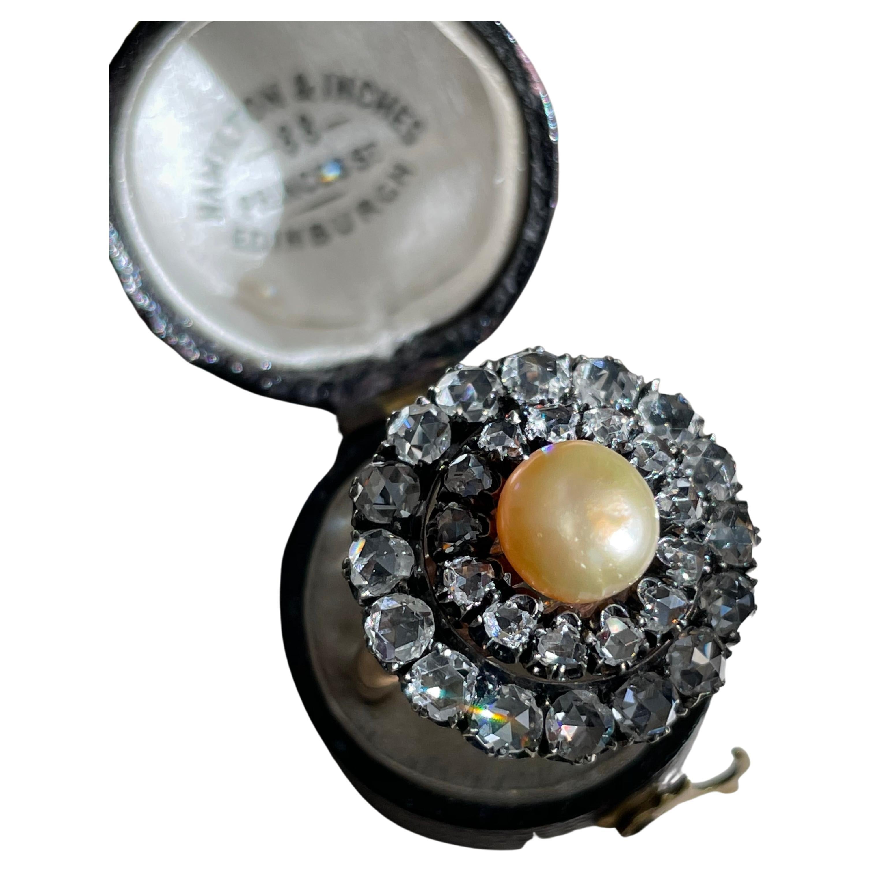 Vintage Pearl and Rose Cut Diamond Ring, Antique Rose Cut Diamond Halo ...