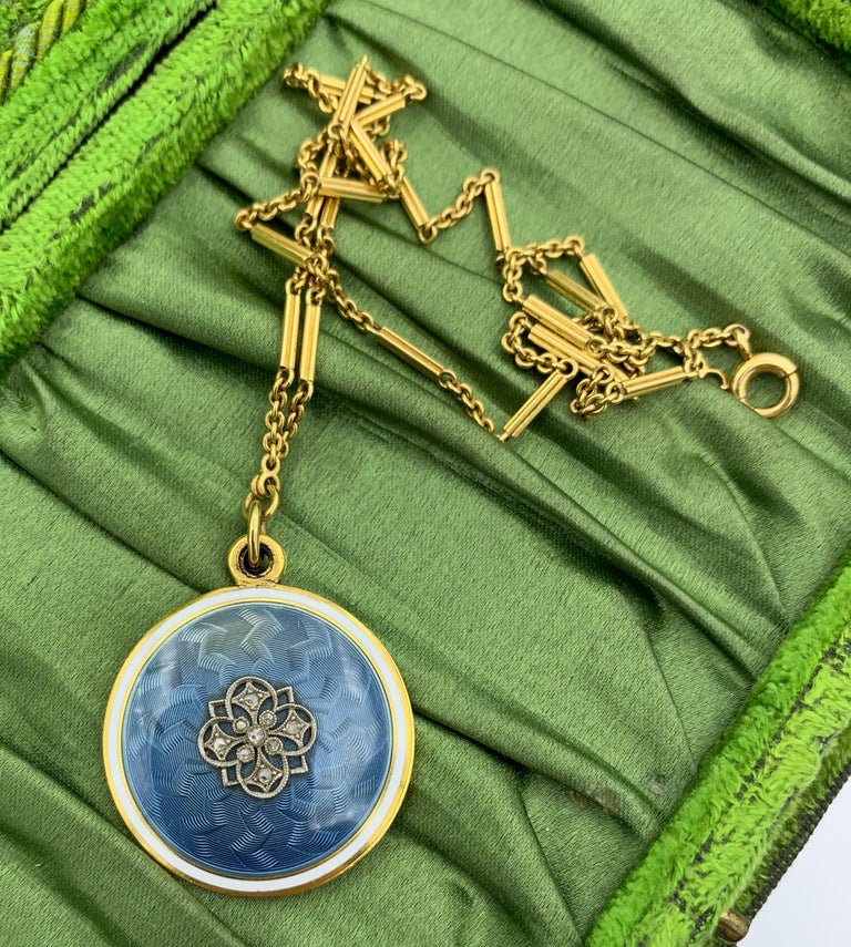 Antique Rose Cut Diamond Platinum Enamel Locket Necklace Ambassador ...