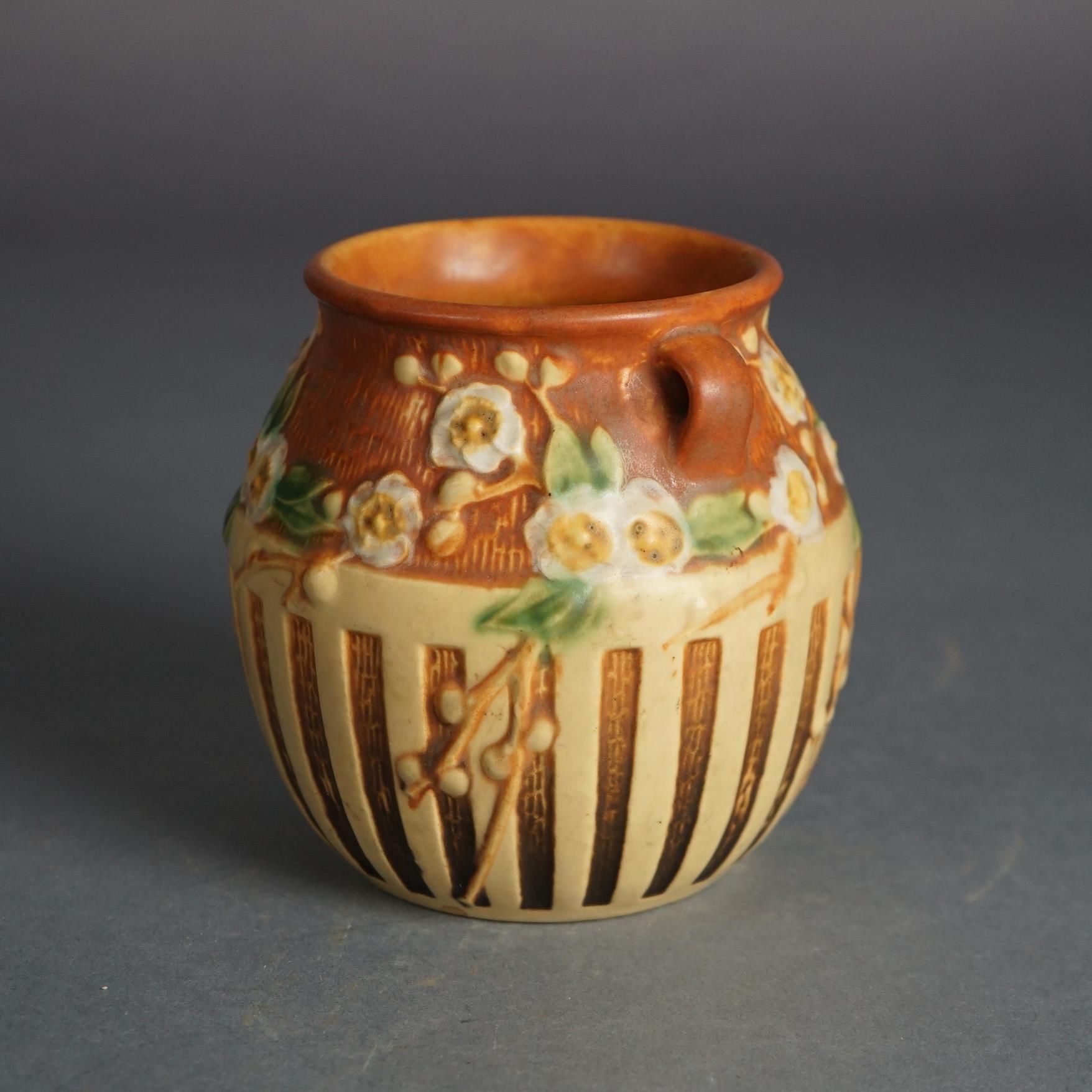 Antique Roseville Art Pottery Vase With Cherry Blossom Pattern C1930 ...