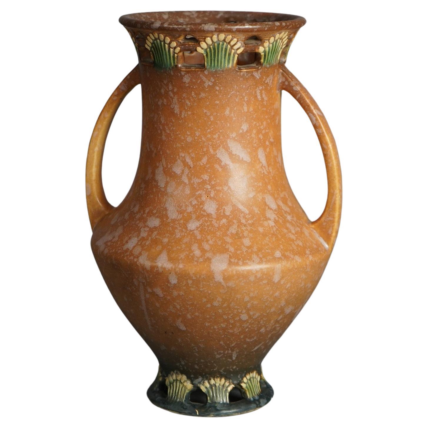 Antique Roseville Art Pottery Jardiniere With Dahlrose Pattern C1930 ...