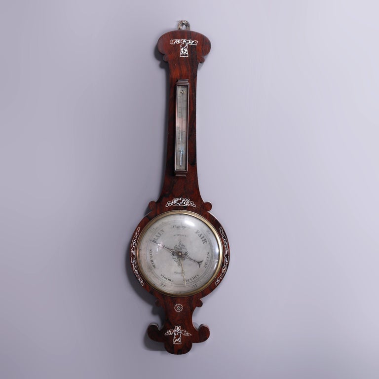 Antique Rosewood and Mother of Pearl Inlay Barometer by Mitchell ...