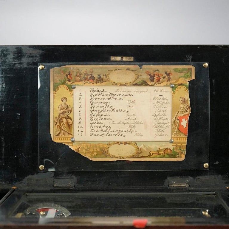 Antique Rosewood Swiss Music Box with Floral Marquetry Inlay, Circa ...