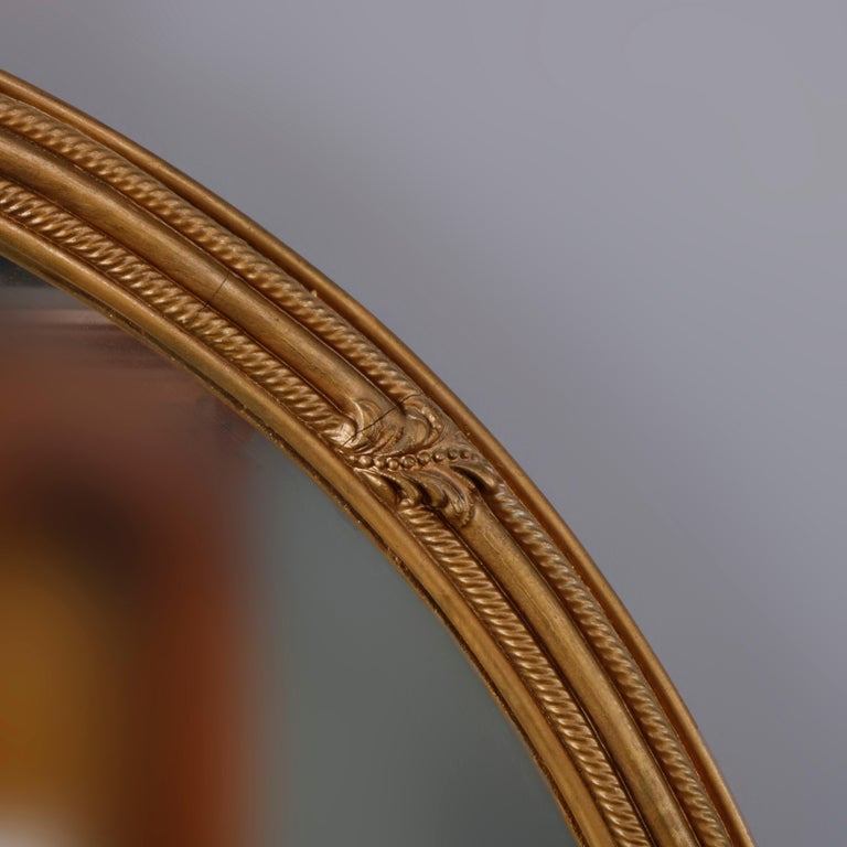 Antique Round Art Deco Floral Giltwood Wall Mirror, 20th Century at 1stDibs