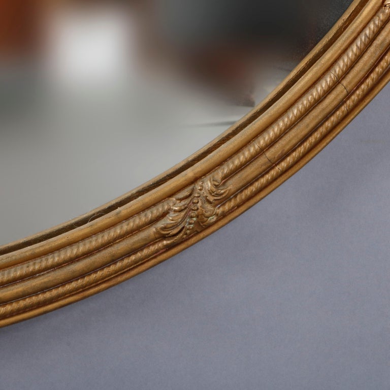 Antique Round Art Deco Floral Giltwood Wall Mirror, 20th Century at 1stDibs