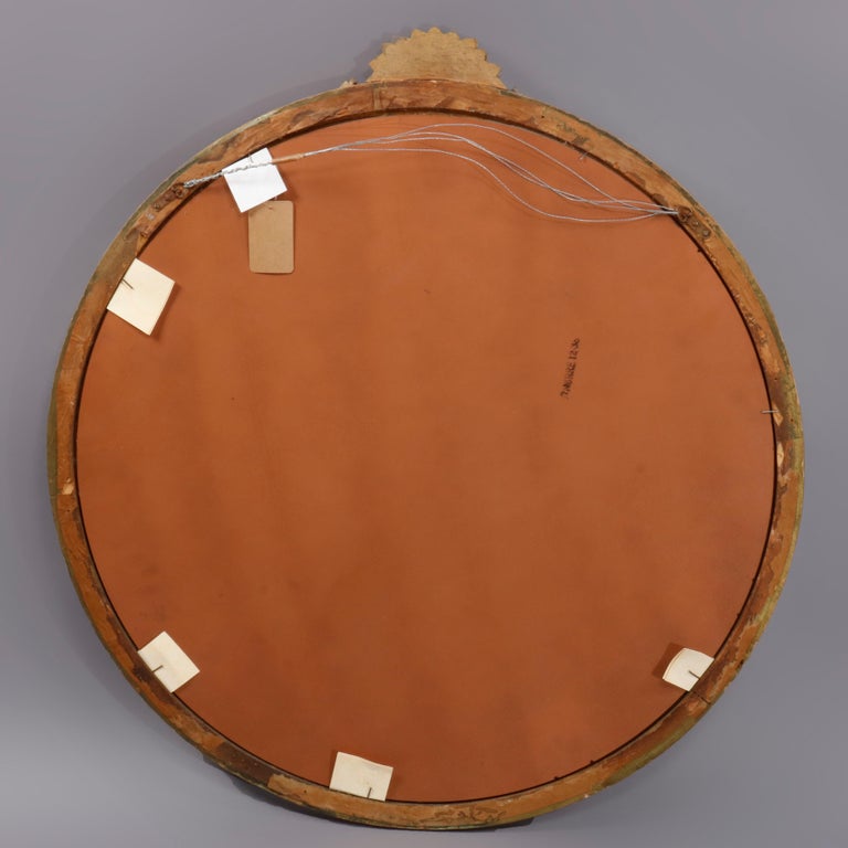Antique Round Art Deco Floral Giltwood Wall Mirror, 20th Century at 1stDibs