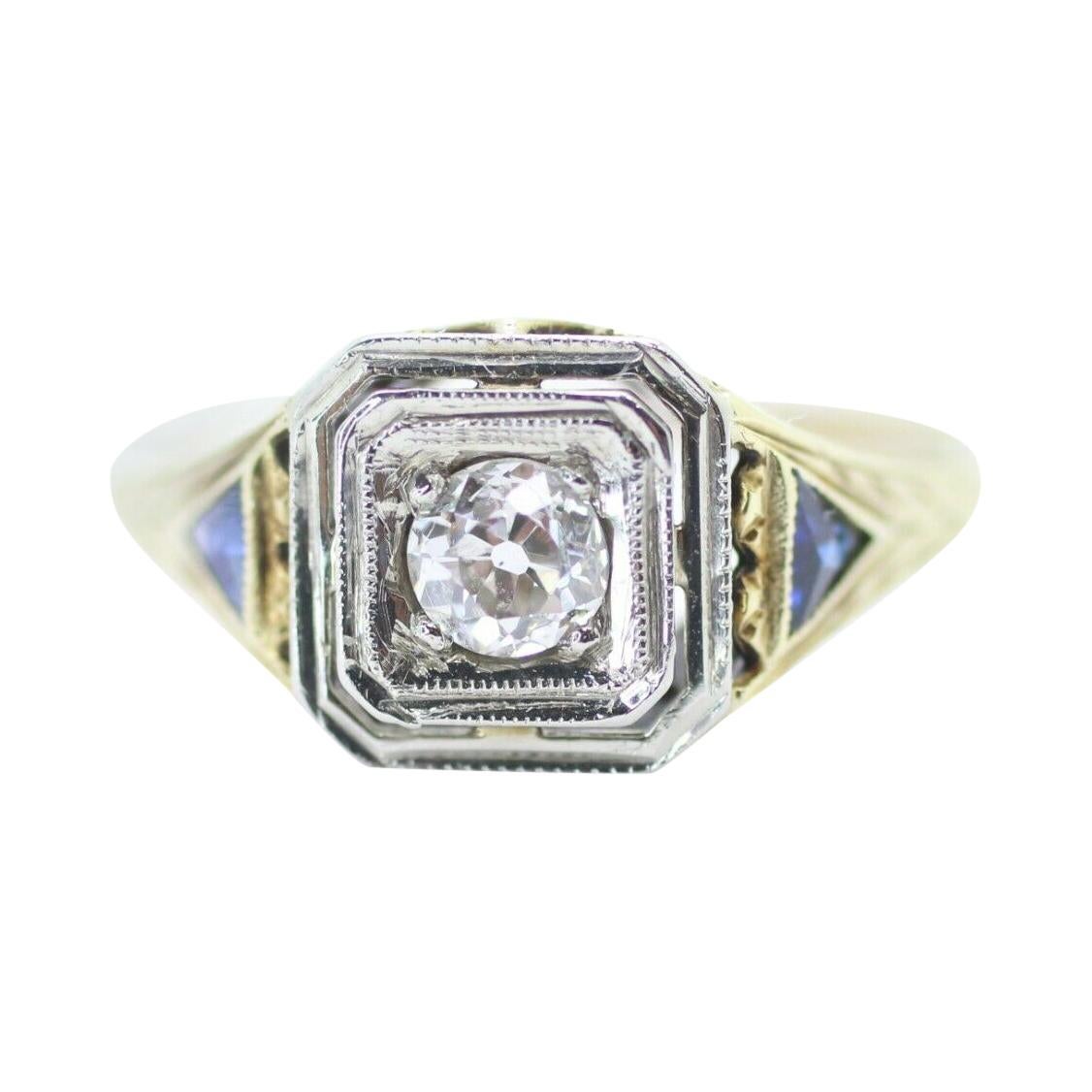 1.73ct Round Diamonds Sapphire Butterfly Cocktail Open Ring 14k Two ...