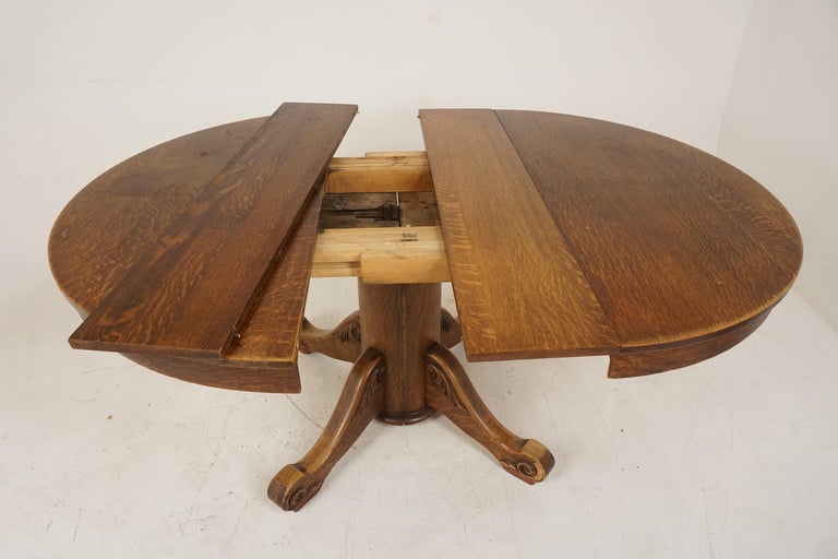 Antique Round Dining Table, Early American, Oak Table with Leaves, 1910 ...