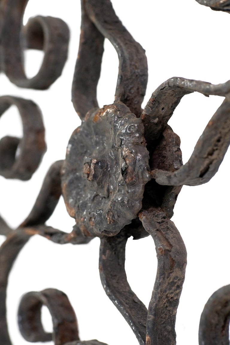 Antique Round and Floral Wrought Iron Fencing Panel Piece For Sale at ...