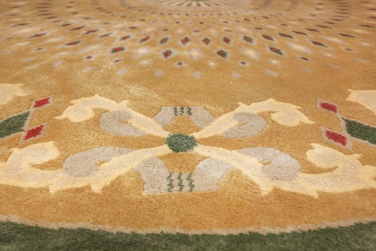 Antique Round French Art Deco Rug by Leleu. Size: 13 ft x 13 ft at ...