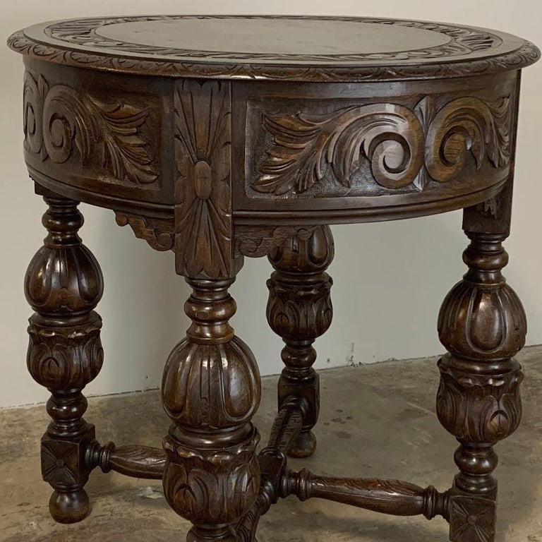 Antique Round Renaissance End Table at 1stDibs