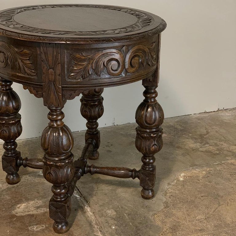 Antique Round Renaissance End Table at 1stDibs
