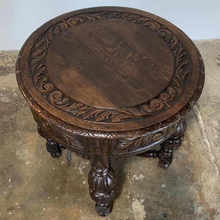 Antique Round Renaissance End Table at 1stDibs