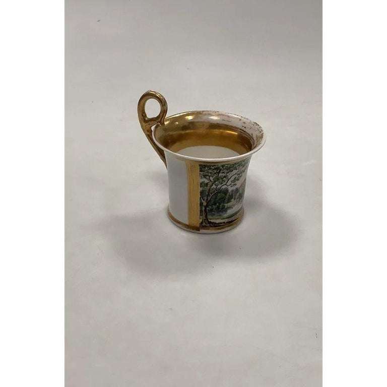 Antique Royal Copenhagen Cup with Motif of House and Lake For Sale at ...
