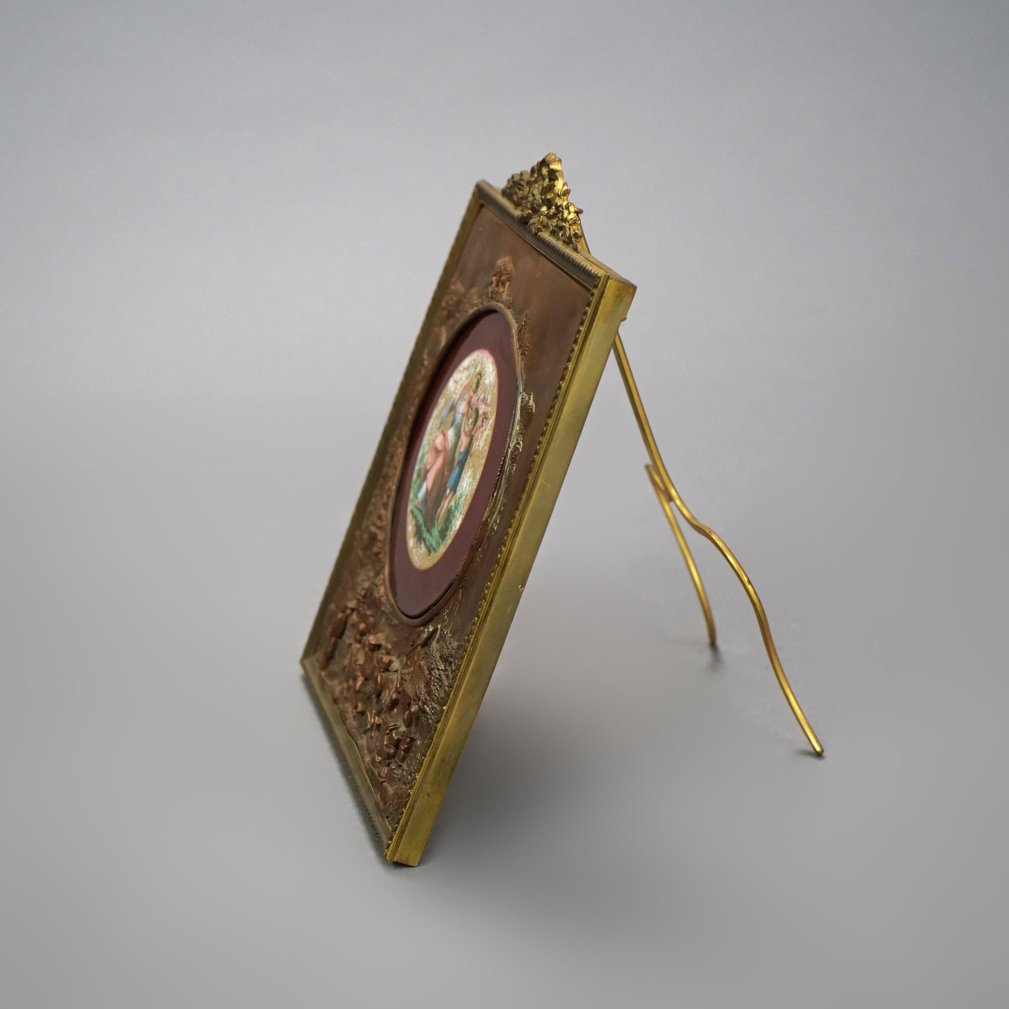 Antique Royal Vienna School Hand Painted Porcelain Plaque in Bronze ...