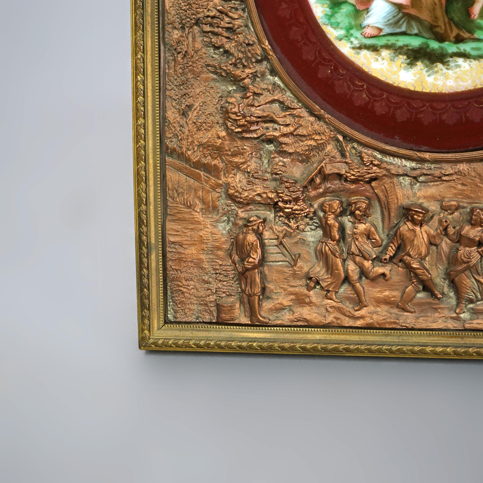 Antique Royal Vienna School Hand Painted Porcelain Plaque in Bronze ...