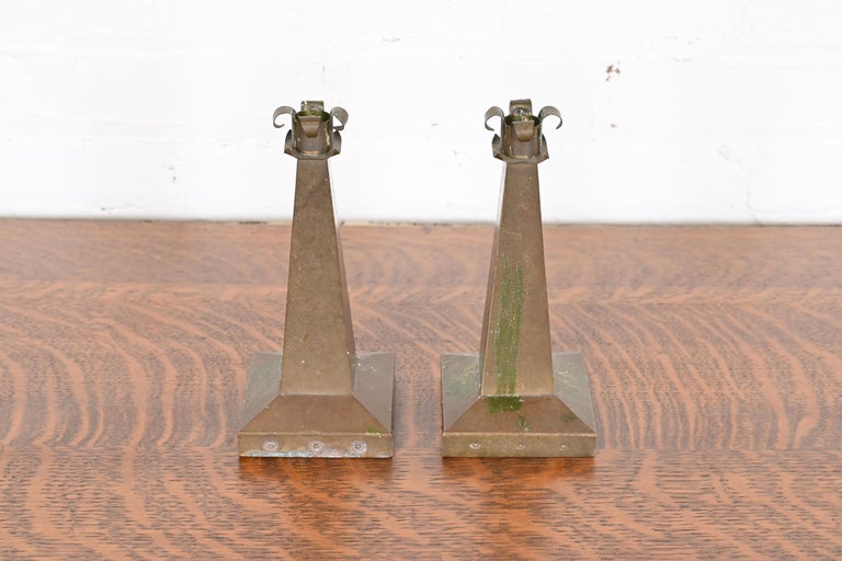 Antique Roycroft Style Arts and Crafts Copper Candlesticks, Pair For ...