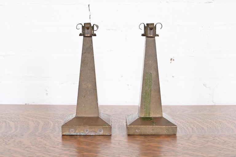 Antique Roycroft Style Arts and Crafts Copper Candlesticks, Pair For ...
