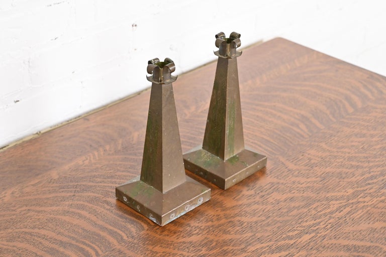 Antique Roycroft Style Arts and Crafts Copper Candlesticks, Pair For ...