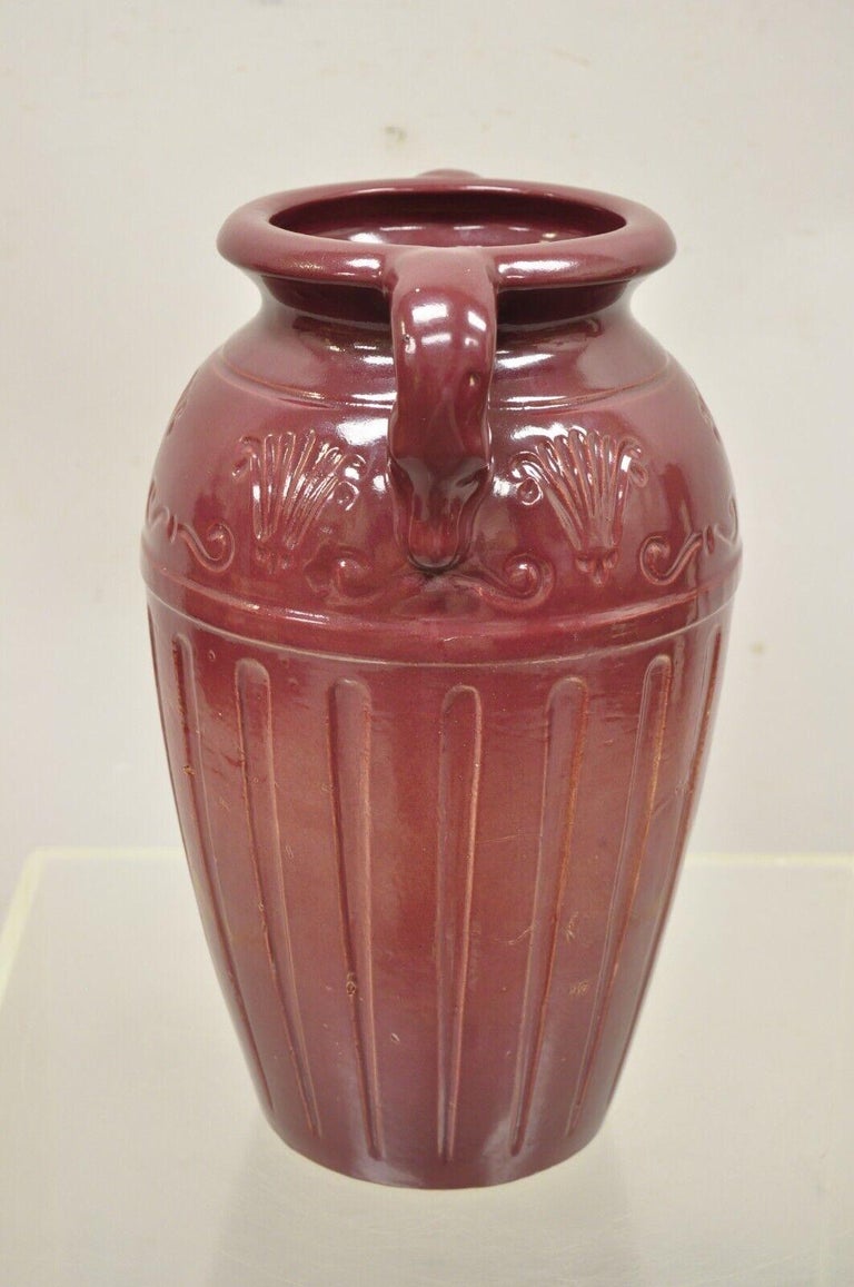Antique R.R.P. Co Roseville Ohio Stoneware Twin Handle 14" Red Jug Pot ...