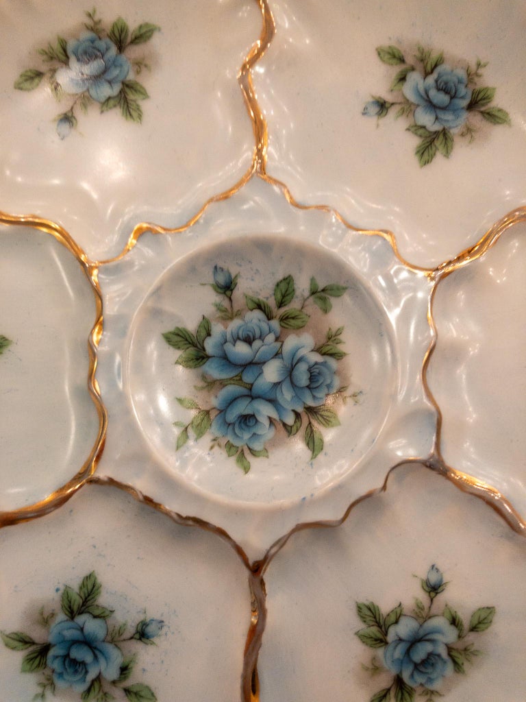 Antique "R.S. Prussia" German Hand Painted Porcelain Oyster Plate at ...