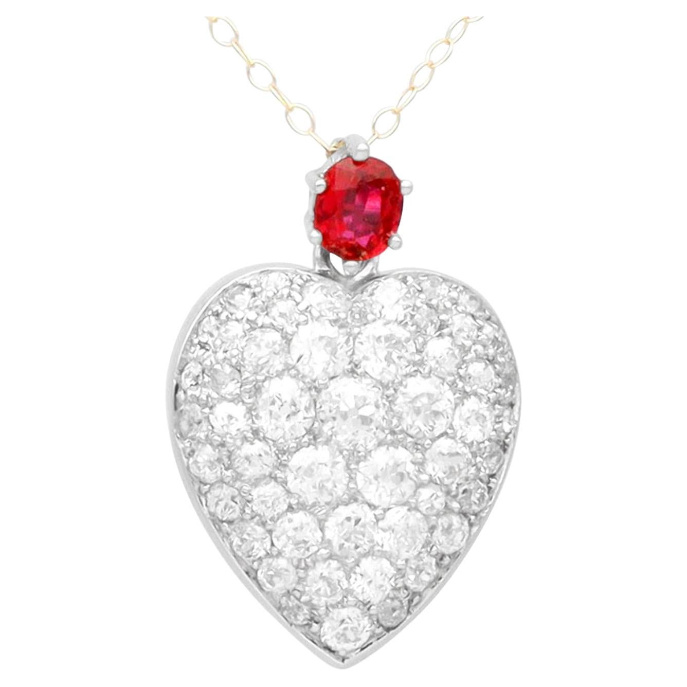 Grand Marquise Diamond Ruby Gold Heart Enhancer Pendant at 1stDibs