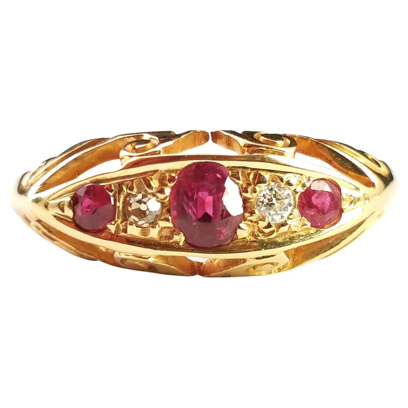 Antique Gold, Enamel, and Ruby Tiger Head Ring with English Hallmarks ...
